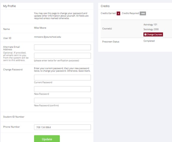 Changing Your Password and Other Information · Sona Systems