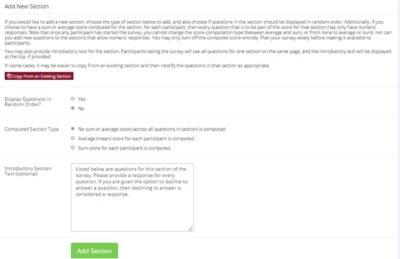 Adding or Modifying a Section · Sona Systems