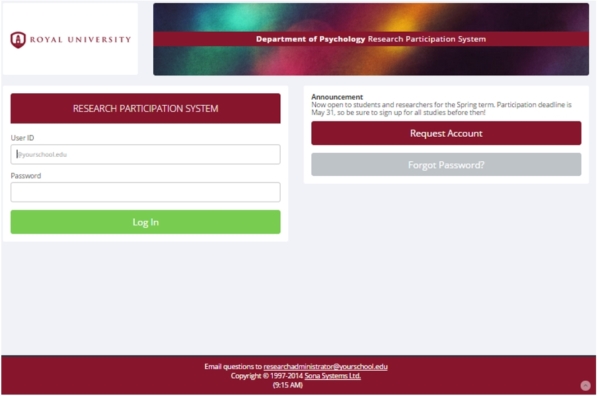 Logging In · Sona Systems