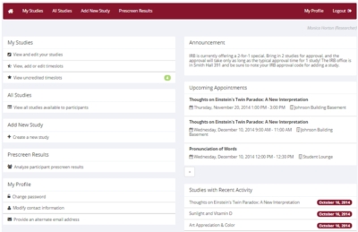 Logging In · Sona Systems