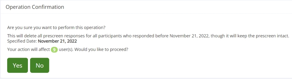 Deleting Prescreen Response Data by Date · Sona Systems